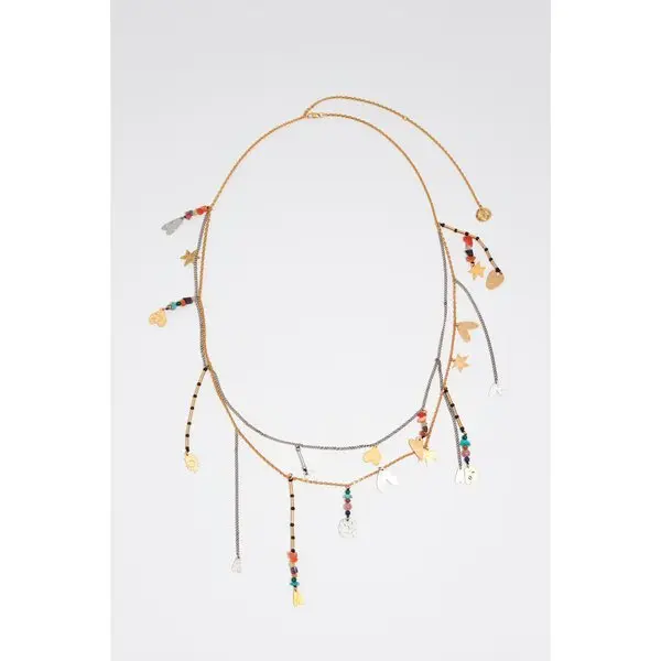 Bimba Y Lola Metal Stone Necklace - Gold