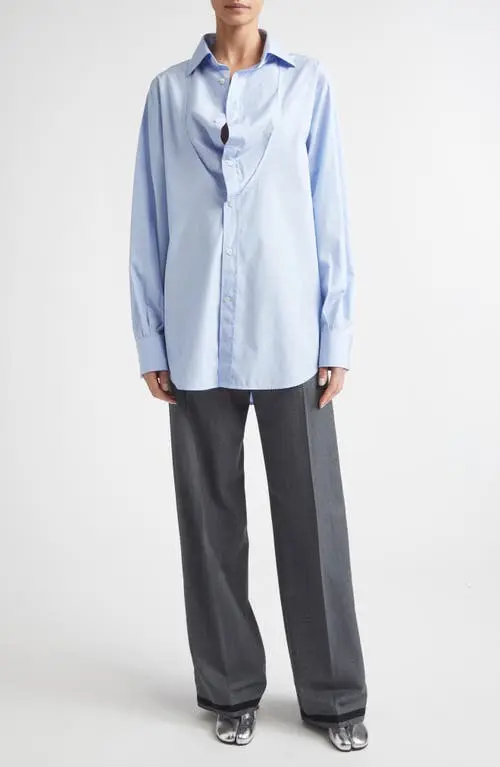 MAISON MARGIELA Folded Collar Cotton Button-up Shirt - Light Blue