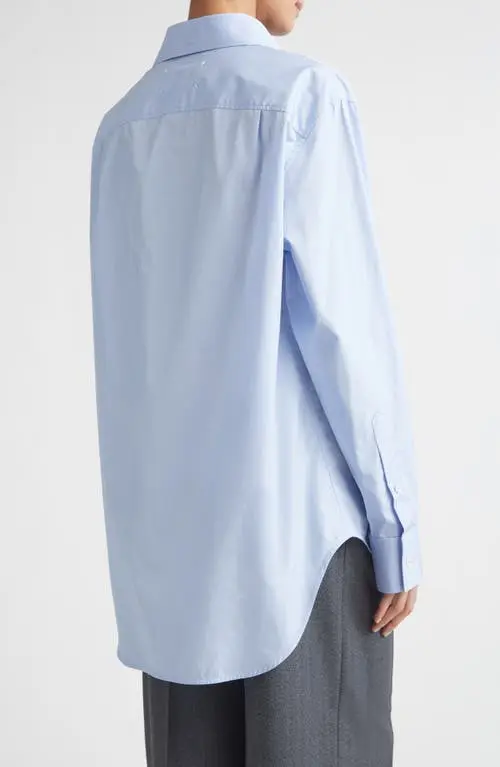 MAISON MARGIELA Folded Collar Cotton Button-up Shirt - Light Blue