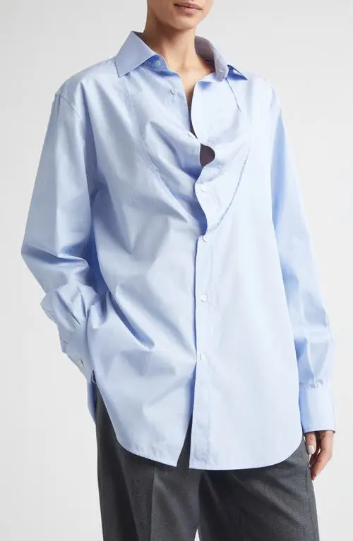 MAISON MARGIELA Folded Collar Cotton Button-up Shirt - Light Blue