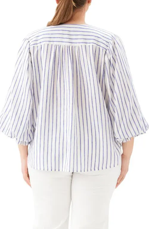 Karen Kane Stripe Linen Blend Shirt