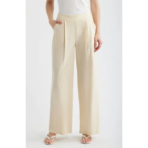 Hue Coastal Palazzo Pants - Ecru