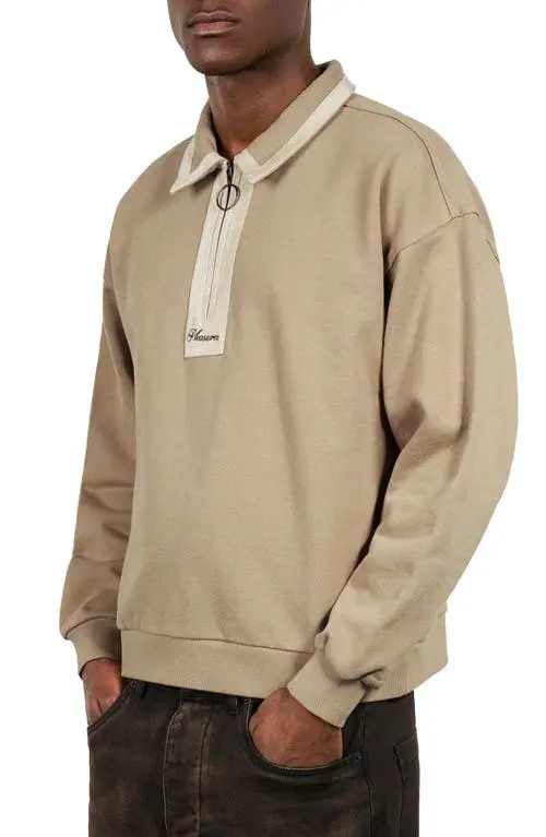 PLEASURES Drift Cotton Quarter Zip Polo