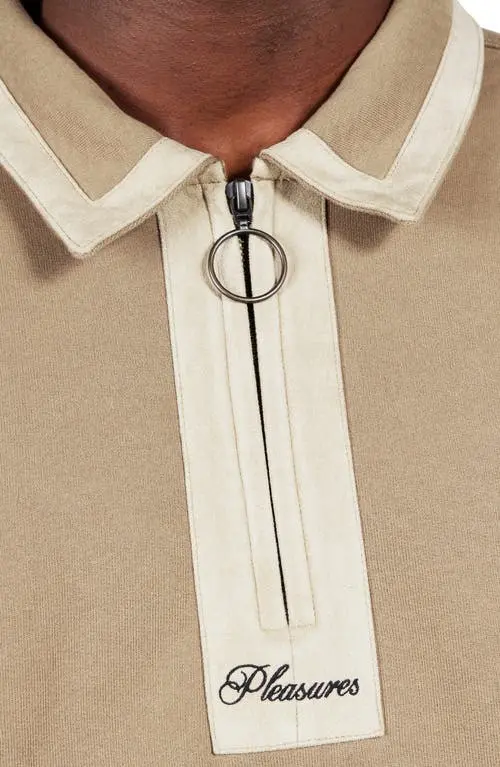 PLEASURES Drift Cotton Quarter Zip Polo