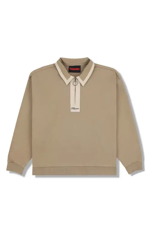 PLEASURES Drift Cotton Quarter Zip Polo