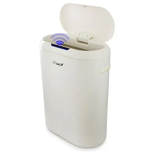ELAMA 13 Gallon Automatic Sensor Hands Free Round Top Trash Can - Off-white
