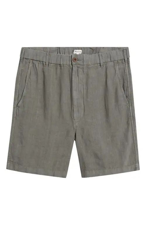 Madewell Pull-on Linen Shorts - Stormy Spruce