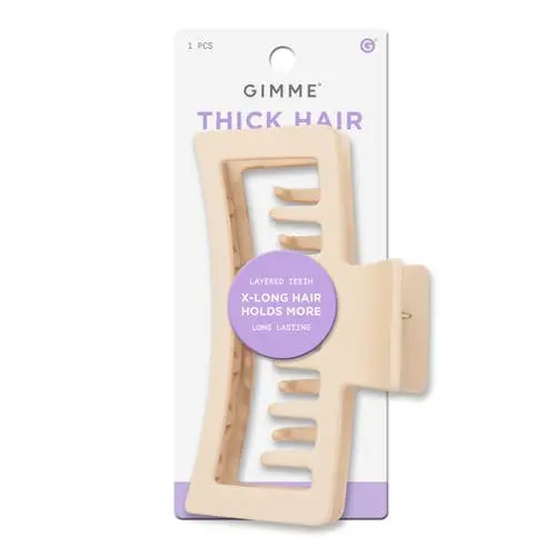 GIMME BEAUTY Thick Rectangle Double Teeth Claw Clip - Beige