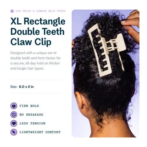 GIMME BEAUTY Thick Rectangle Double Teeth Claw Clip
