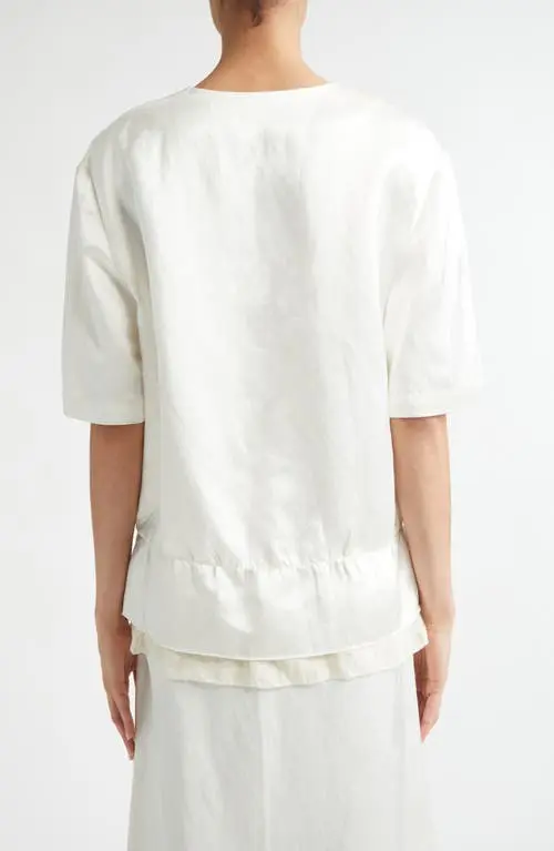 TOTEME V-neck Satin Pullover Top - White