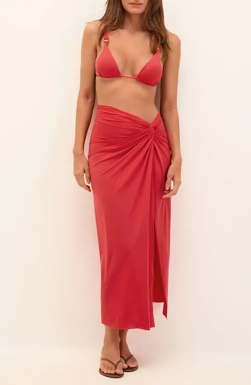 VIX PAULA HERMANNY Karen Side Twist Cover-up Pareo - Red
