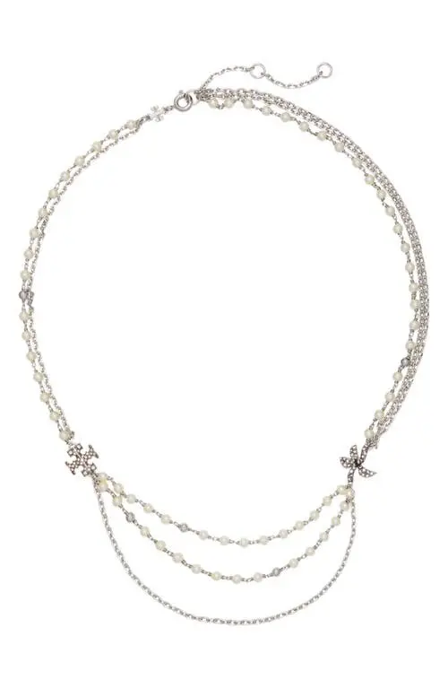 Tory Burch Moondance Layered Necklace - Tory Silver/pearl/crystal