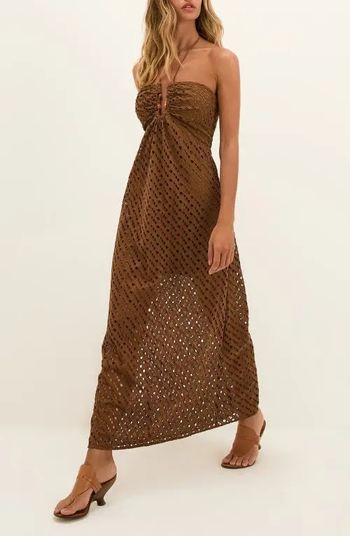 VIX PAULA HERMANNY Melina Halter Cotton Cover-up Dress - Brown