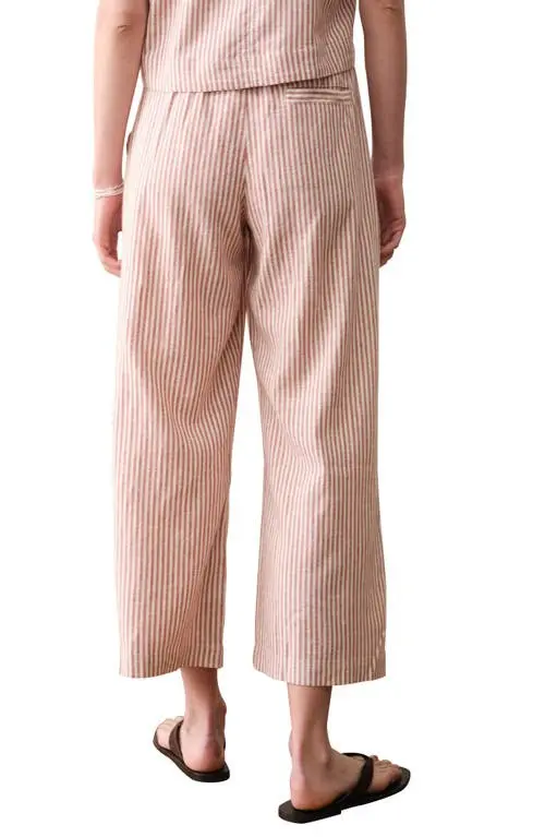 Marine Layer Allison Stripe Pull-on Crop Wide Leg Hemp Blend Pants - Rust Stripe