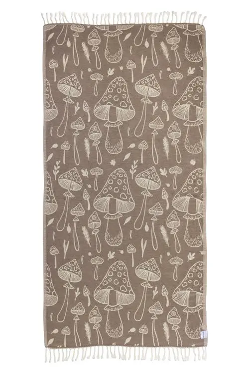 INFUSEZEN Mushroom Sand Resistant Organic Turkish Towel - Brown