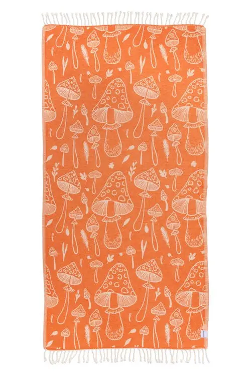 INFUSEZEN Mushroom Sand Resistant Organic Turkish Towel - Orange