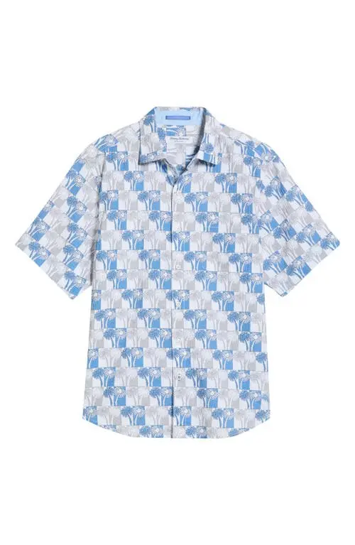 Tommy Bahama Nova Wave Sunnyside Palms Short Sleeve Seersucker Button-up Shirt - Blue Lapis
