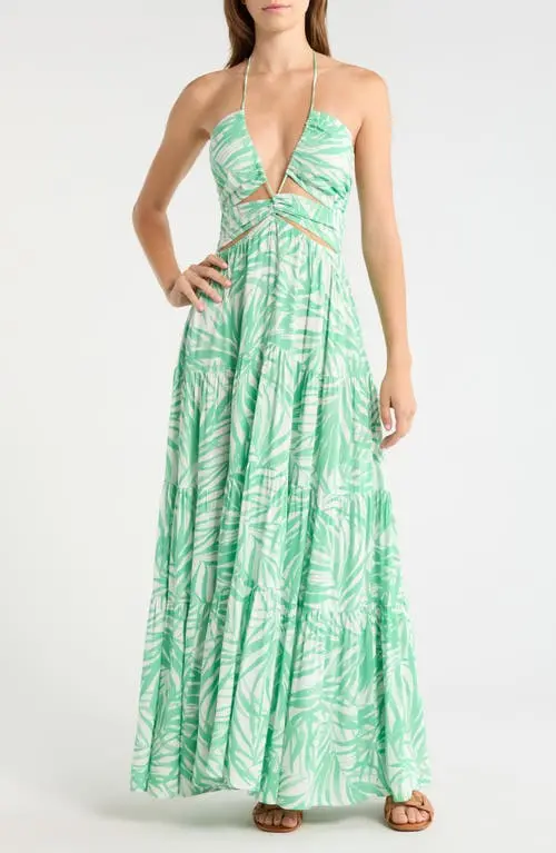 Elan Cutout Cover-up Maxi Dress - Green Bali Print