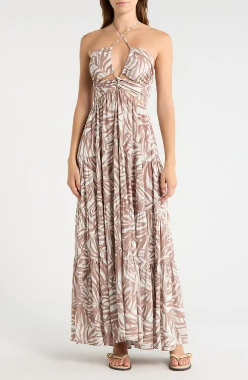 Elan Cutout Cover-up Maxi Dress - Neutral Bali Print