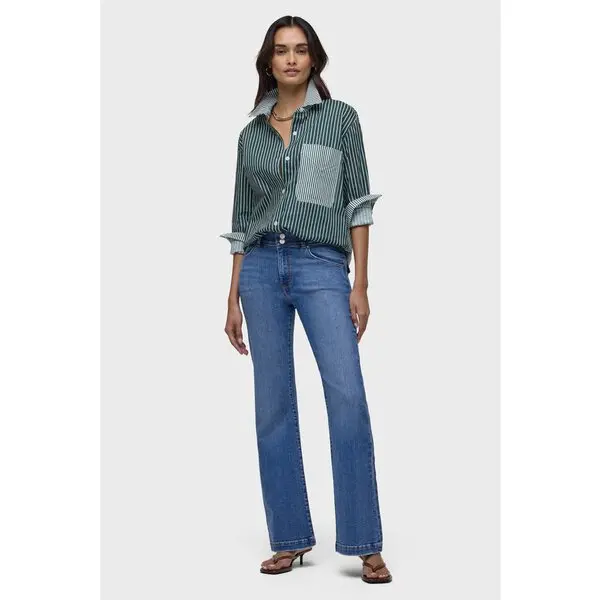Hudson Jeans Dana Flap Pocket Flare Jeans In Medium-dark Indigo - Tranquil