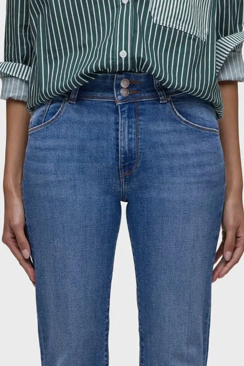 Hudson Jeans Dana Flap Pocket Flare Jeans In Medium-dark Indigo - Tranquil