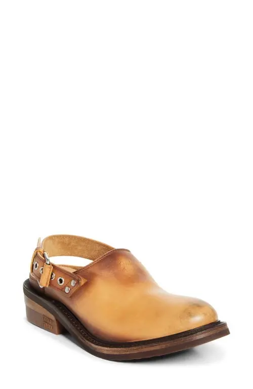 Miu Miu Leather Slingback Clogs - Cuoio