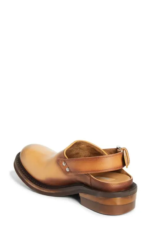 Miu Miu Leather Slingback Clogs - Cuoio