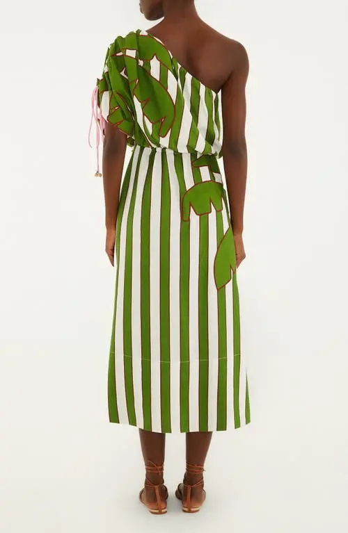 Farm Rio Embroidered One-Shoulder Linen-Blend Midi Dress - Off-White |  Editorialist