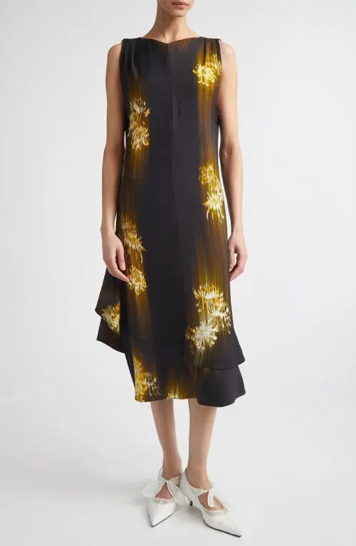 Proenza Schouler Rhetta Asymmetric Midi Dress - Black Multi