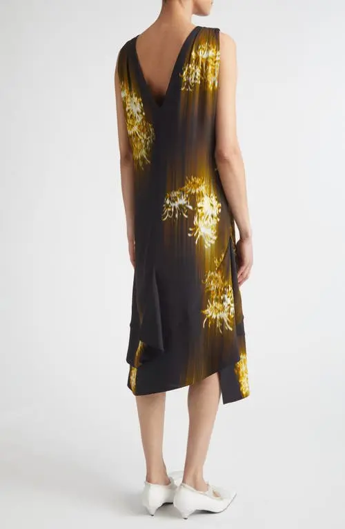 Proenza Schouler Rhetta Asymmetric Midi Dress - Black Multi