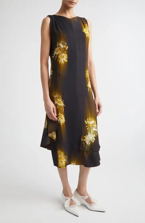 Proenza Schouler Rhetta Asymmetric Midi Dress - Black Multi