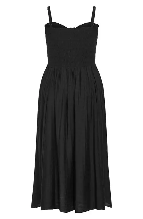 City Chic Maui Smocked Maxi Sundress - Black