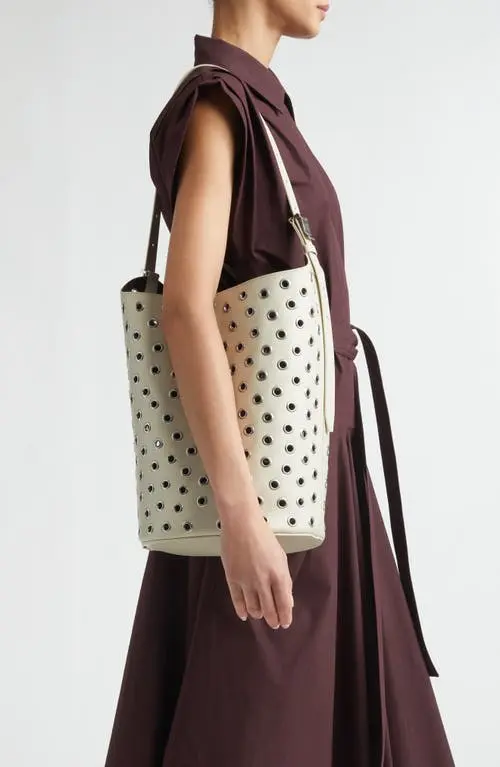 Proenza Schouler Brant Grommet Leather Bucket Bag - Ecru