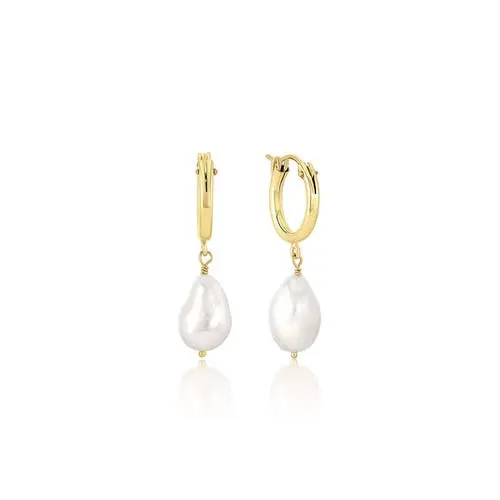 SET & STONES Adelle Pearl Hoop Earrings - Gold/white