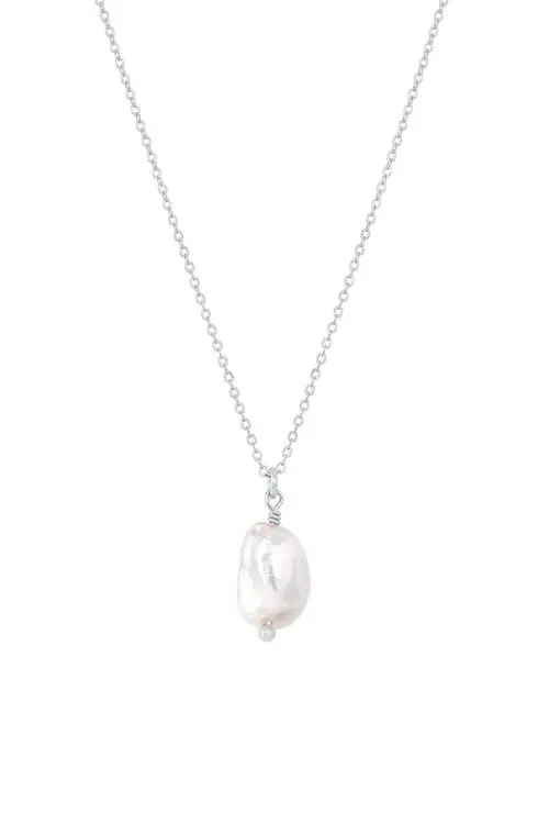 SET & STONES Adelle Pearl Necklace - Silver/white