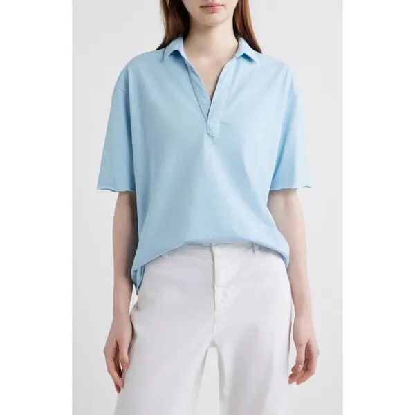 Frank & Eileen Patty Popover Cotton Top - Dive Blue
