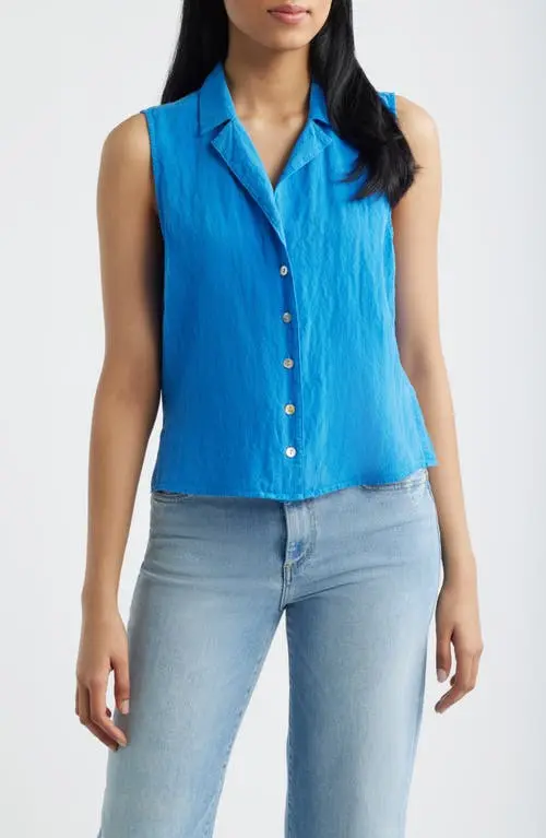CLOTH & STONE Notch Collar Sleeveless Button-up Shirt