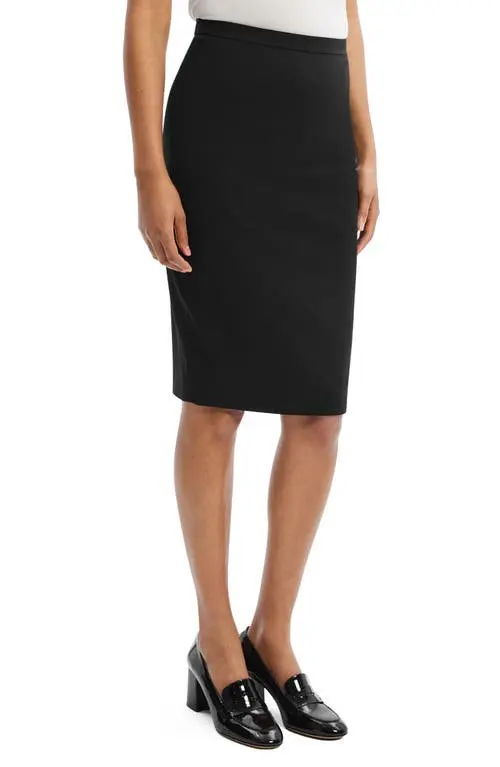 Theory Slim Fit Stretch Wool Pencil Skirt - Black