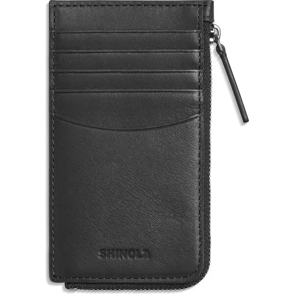 Shinola Leather Zip Around Card Case - Black