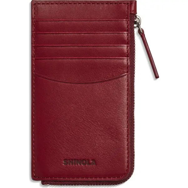 Shinola Leather Zip Around Card Case - Ruby