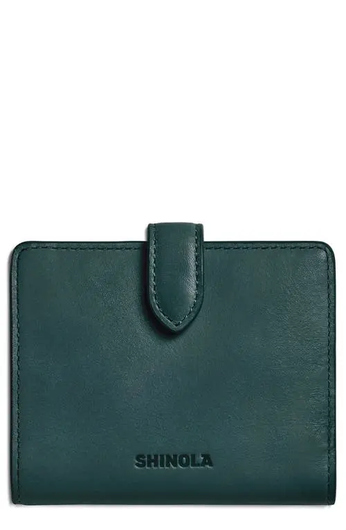 Shinola Small Leather Bifold Snap Wallet - Emerald