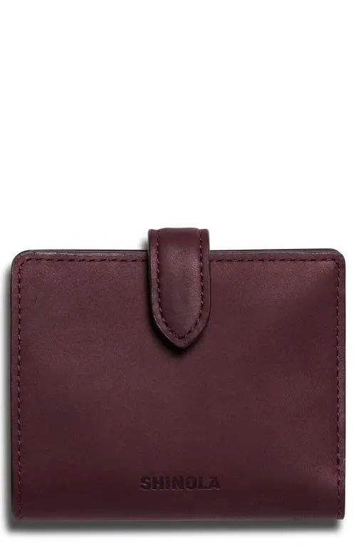 Shinola Small Leather Bifold Snap Wallet - Merlot