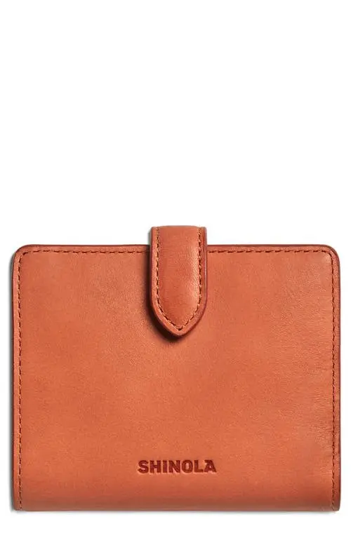 Shinola Small Leather Bifold Snap Wallet - Rust