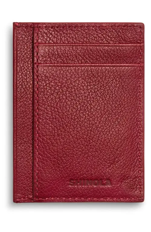 Shinola Canfield Essential Id Pebble Leather Card Holder - Ruby