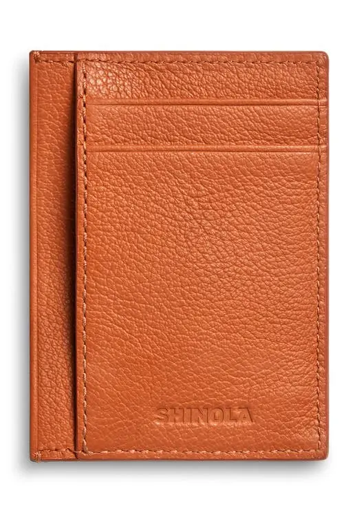 Shinola Canfield Essential Id Pebble Leather Card Holder - Rust