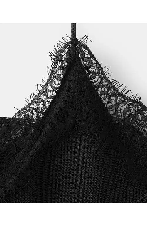 Mango Tinta Lace Camisole - Black