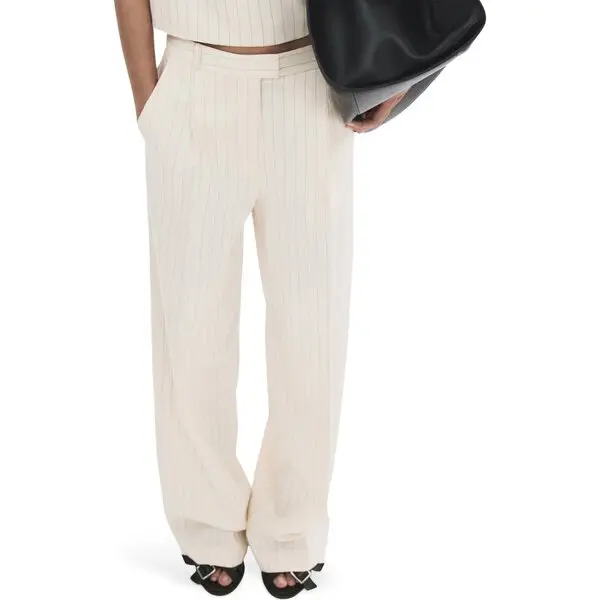 Mango Cadena Pantalon Pinstripe Pants - Off White