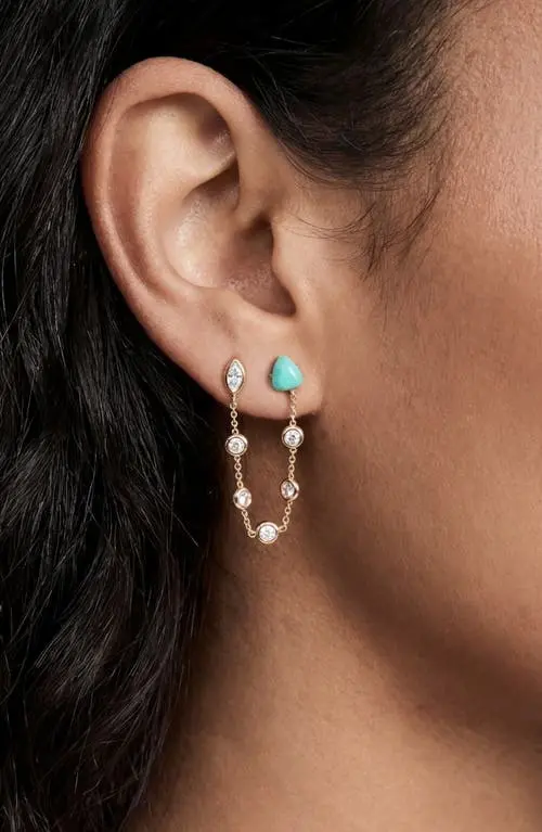 Ettika Double Piercing Drop Earrings - Turquoise