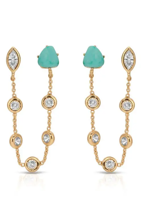 Ettika Double Piercing Drop Earrings - Turquoise