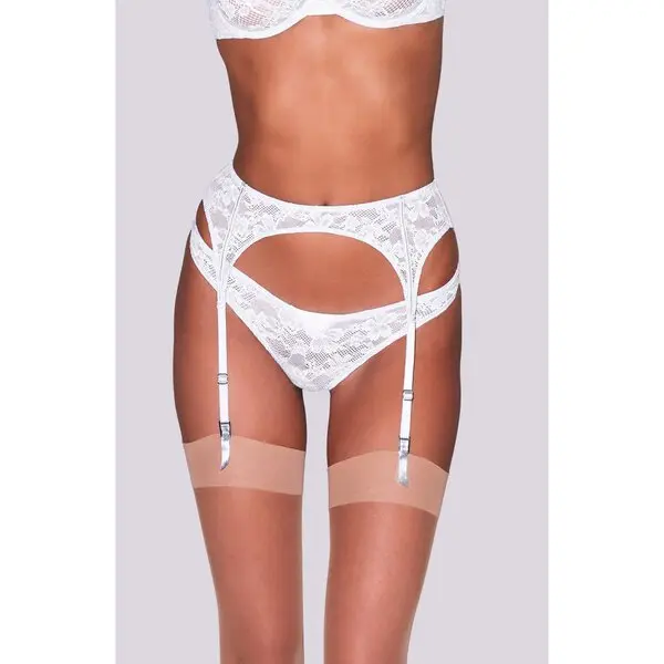 FLEUR DU MAL Le Stretch Lace Garter Belt - Ivory